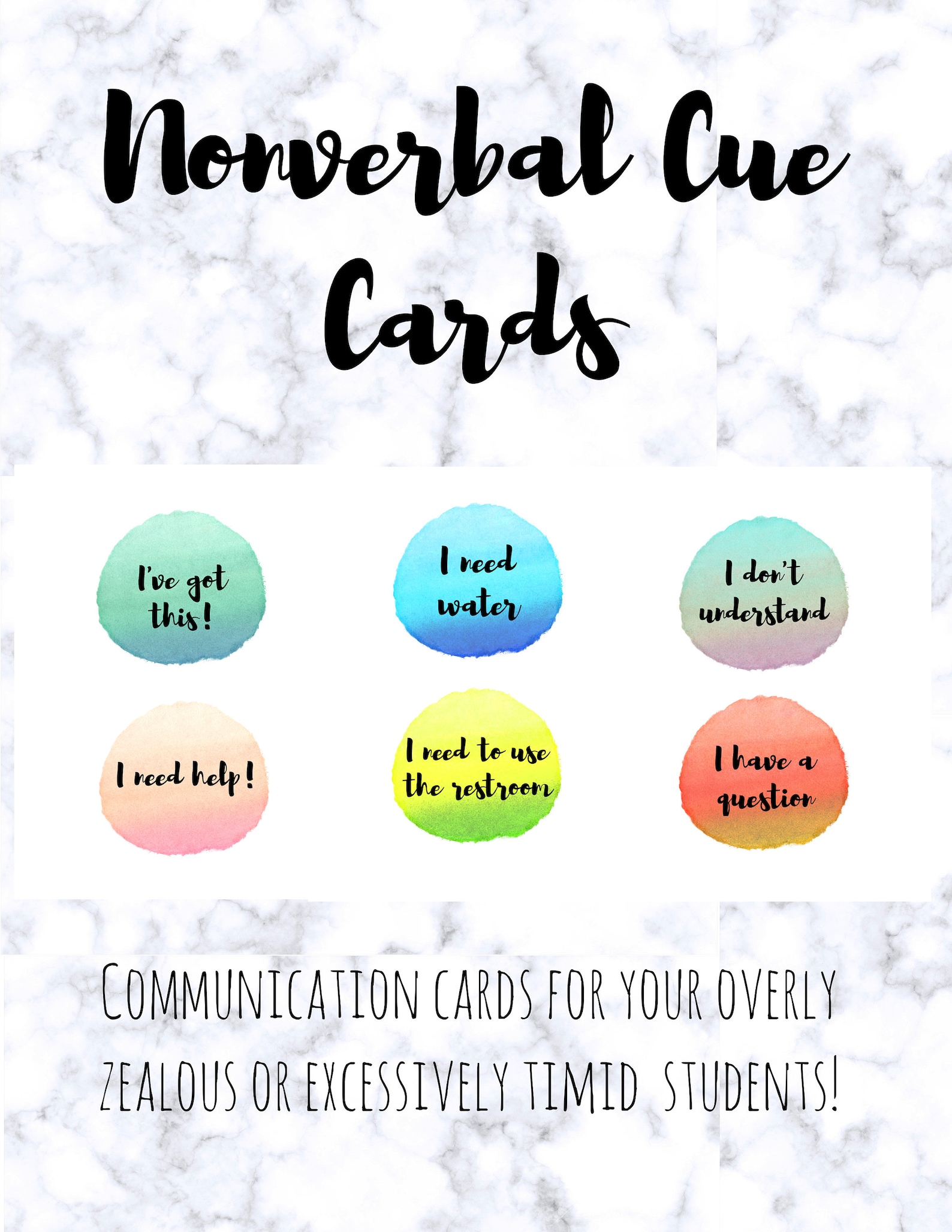Nonverbal Communication Cards [printable] Watercolor Cards for ...