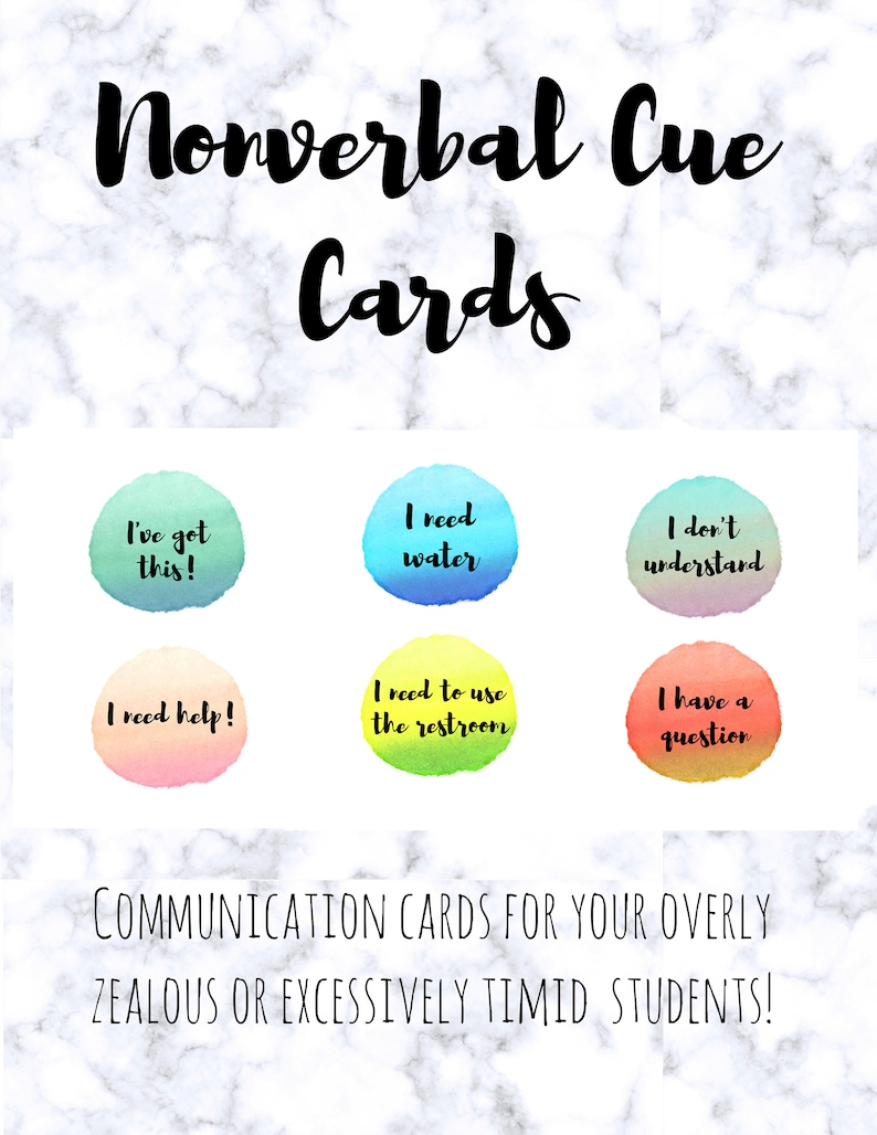 Nonverbal Communication Cards [printable] Watercolor Cards for ...