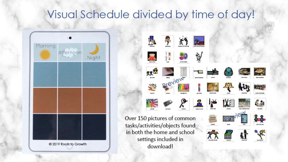Visual Schedule Printable With PECS Divided by Time of Day (chore Chart ...