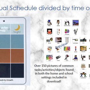Visual Schedule Printable With PECS Divided by Time of Day (chore Chart ...