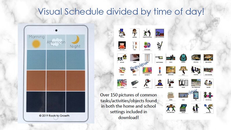 Visual Schedule Printable With PECS Divided by Time of Day (chore Chart ...