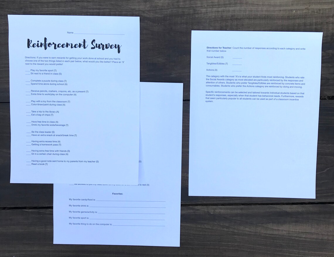 Classroom Management: Reward Survey for Students and Teachers Selecting ...