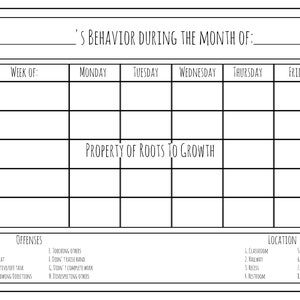 Behavior Calendar [PRINTABLE] Classroom Behavior Chart for Classroom ...