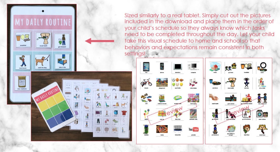 Daily Visual Schedule Cards bundle PRINTABLE Visual Aids for Behavior ...