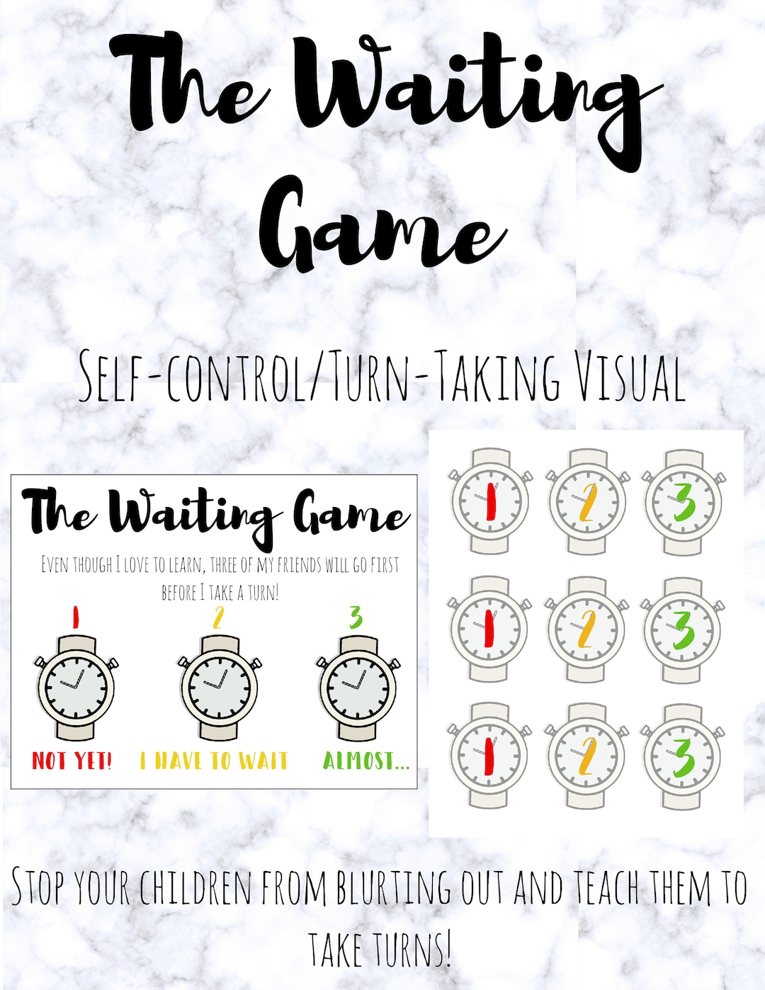Taking Turns: the Waiting Game Printable (A Self-control/turn-taking ...