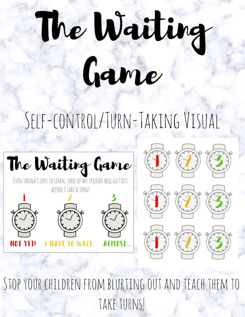 Taking Turns: the Waiting Game Printable (A Self-control/turn-taking ...