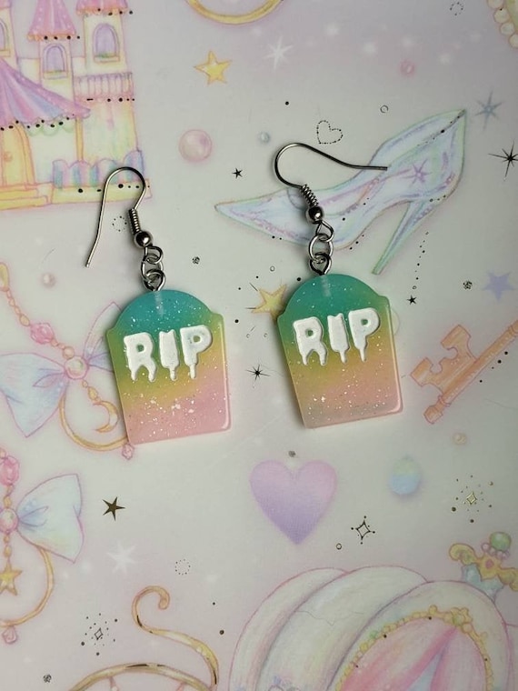 Creepy Cute Pastelgoth RIP Earrings | Etsy