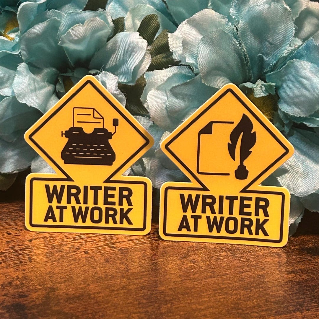 Caution Sign Writer at Work Typewriter and Quill Vinyl Wheatherproof ...