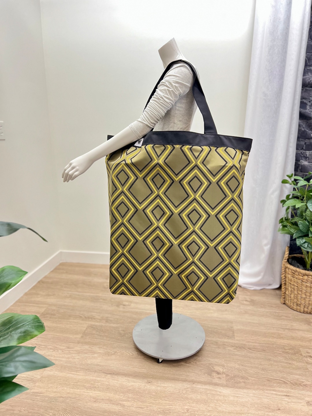 Yoga Bag | Extra Large Yoga Bag | Green Gold Modern Graphic | Yoga Tote ...