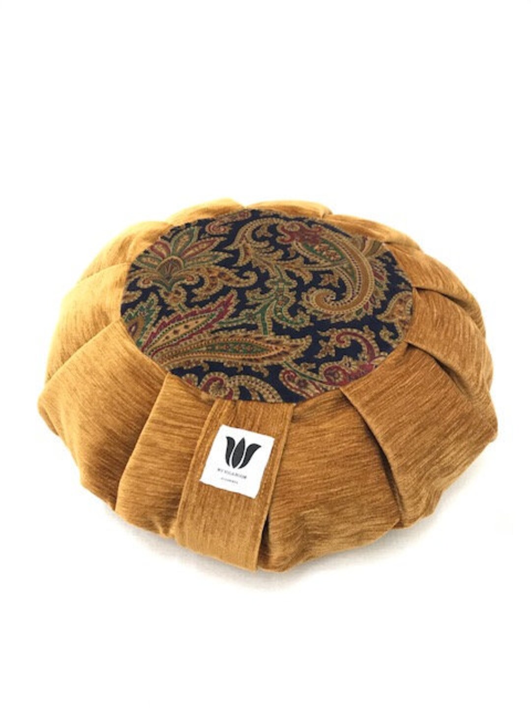 Meditation Seat, Royal Blue, Paisley Print, Plush Designer Fabric, Zafu ...