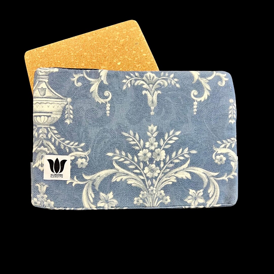 Yoga / Pilates Block ~ Blue Vase Damask Print Fabric Covered Yoga Block ...