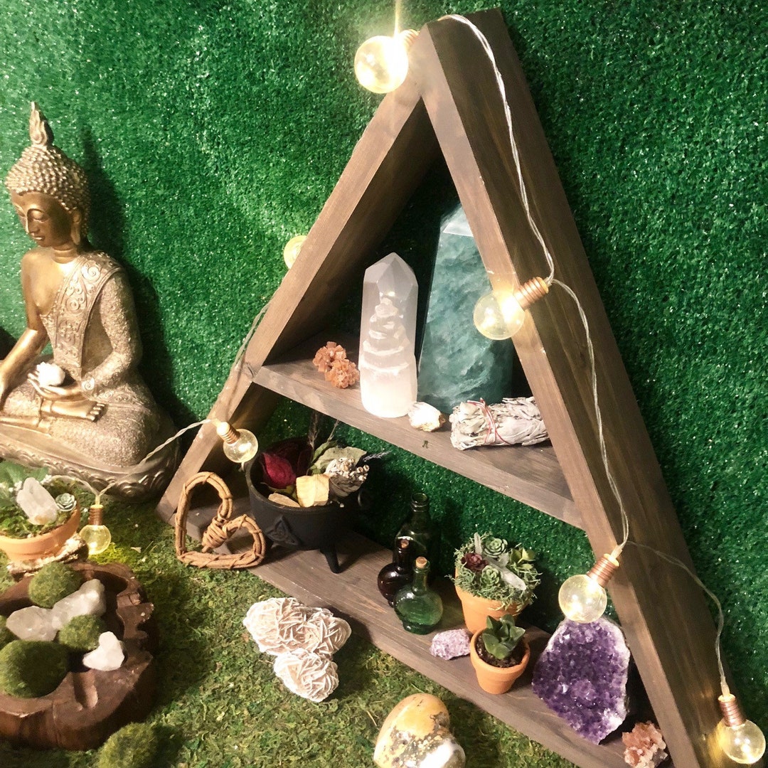 Triangle Shelf, Crystal Display, Crystal and Minerals Organizer, Wall ...