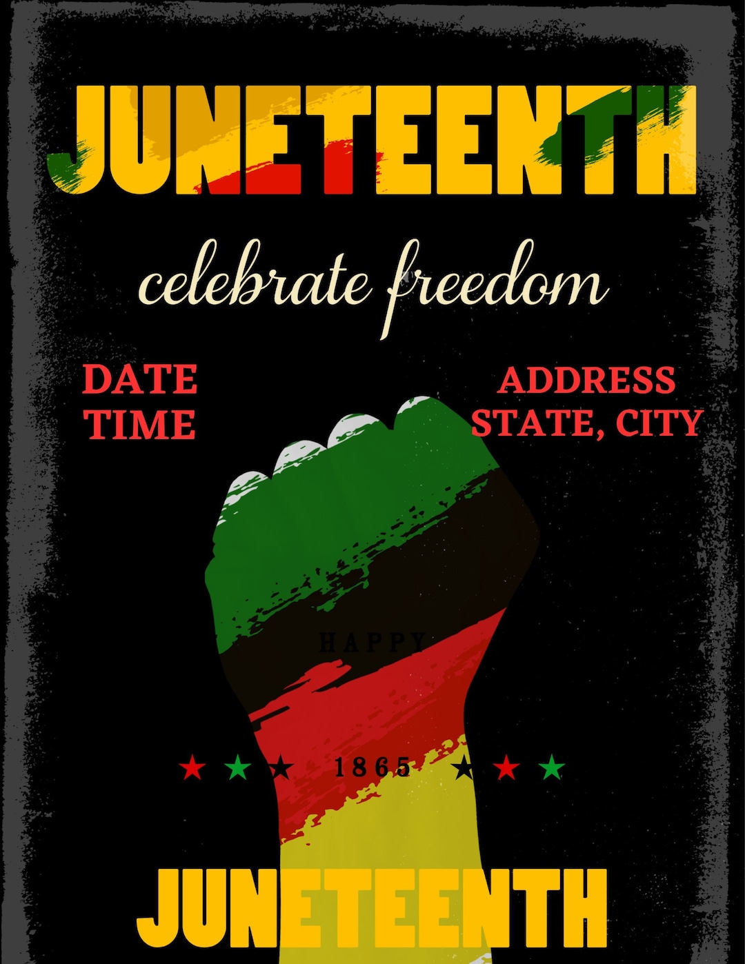 Personalize JUNETEENTH Flyer, Text Invite - Editable - Etsy