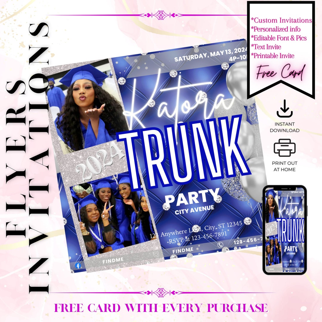 Personalize College Send-off Invitation Trunk Party Invite - Etsy
