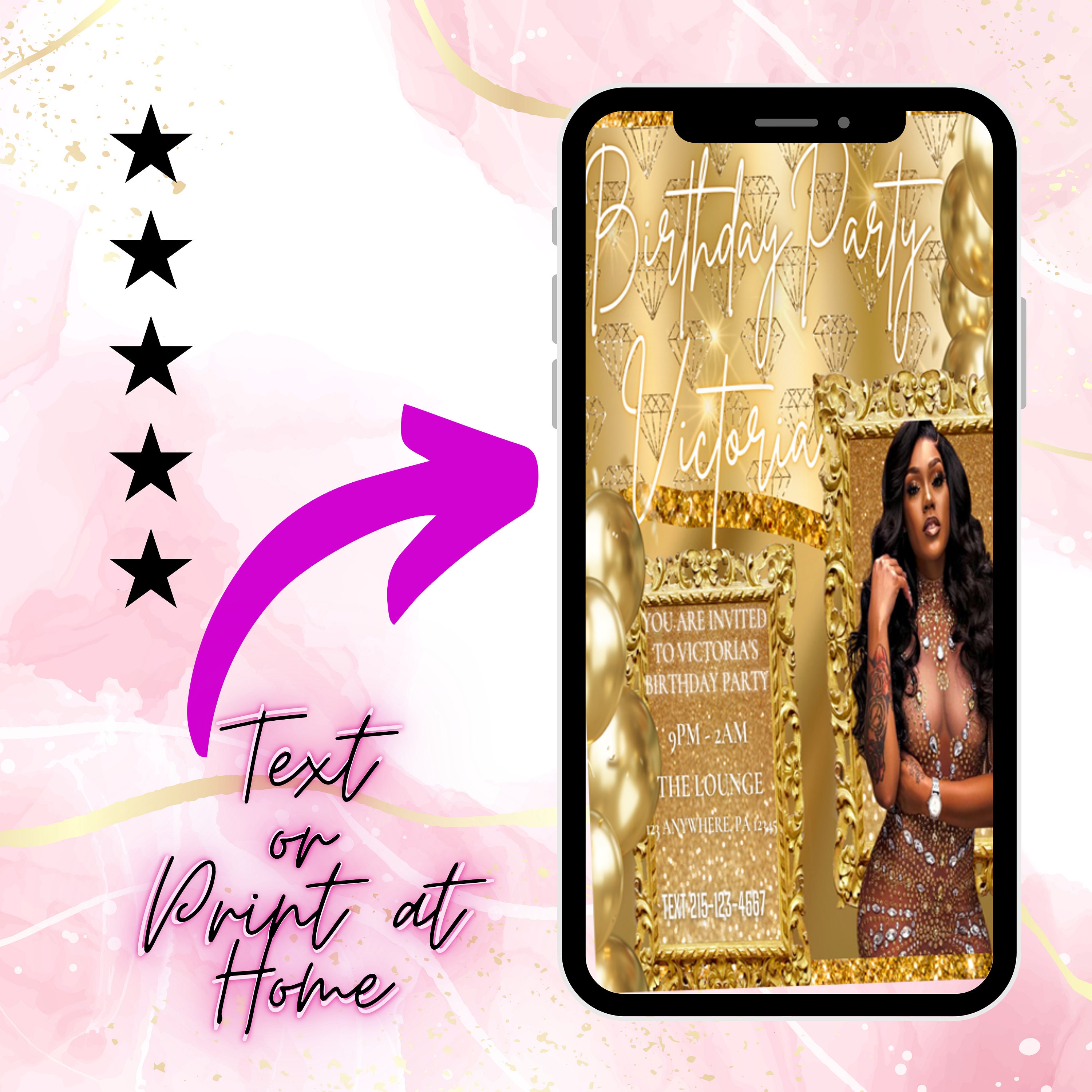 EDITABLE Birthday Party Invitation, Birthday Invite, Event Flyer, Text ...