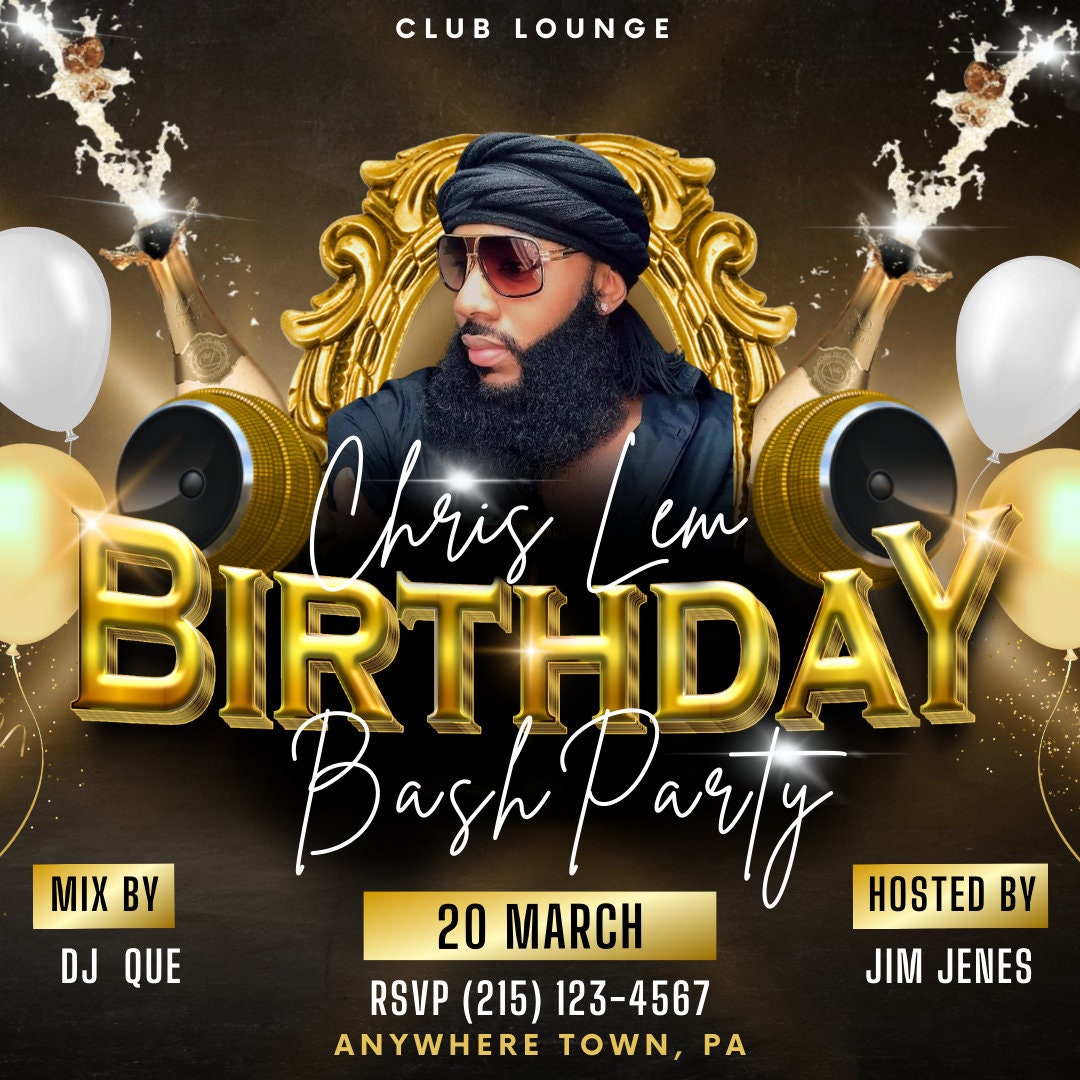 EDITABLE Birthday Party Invitation, Men Birthday Invite, Event Flyer ...