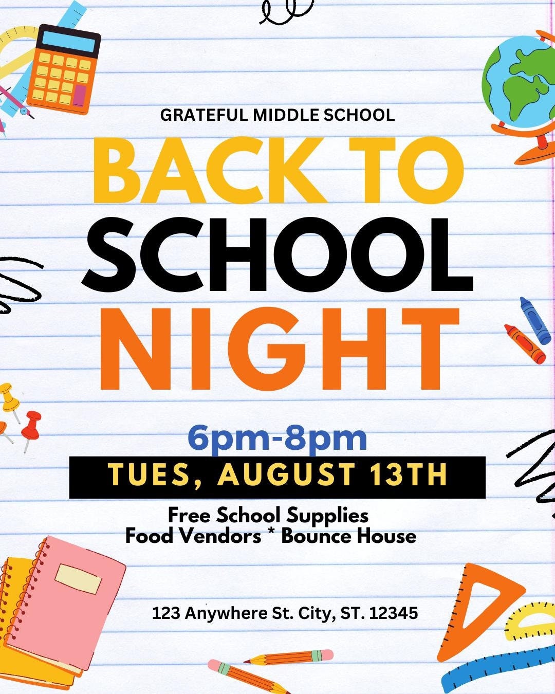 Personalize Back to School Flyer, First Day of School, Text Invite ...