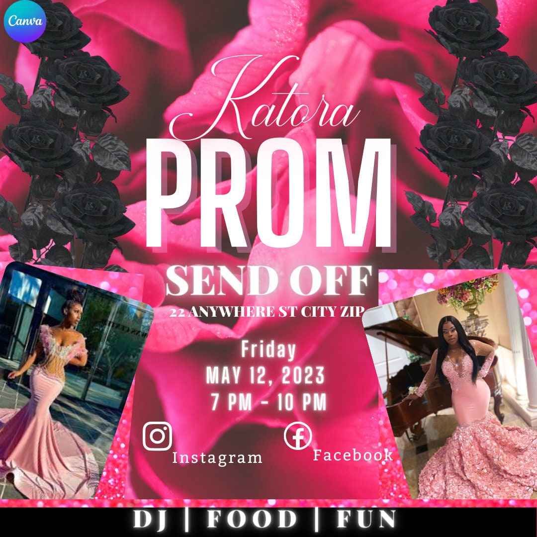 Personalize Prom Send off Invitation, Text Invite, Party Editable - Etsy