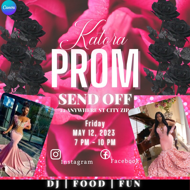 Personalize Prom Send off Invitation, Text Invite, Party Editable - Etsy