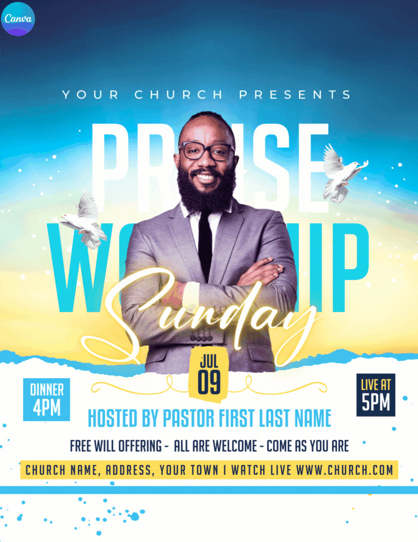 Personalize Church Service Program, Church Conference Flyer - Editable ...