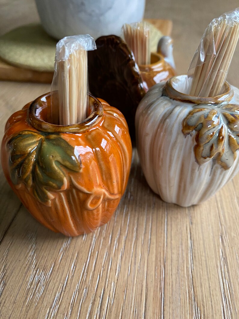 Choice of Pumpkin or Turkey Ceramic Toothpick Holder Harvest | Etsy