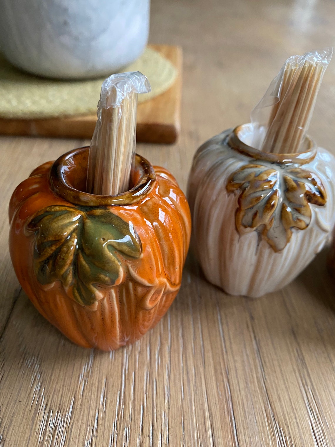 Choice of Pumpkin or Turkey Ceramic Toothpick Holder or Salt & Pepper ...