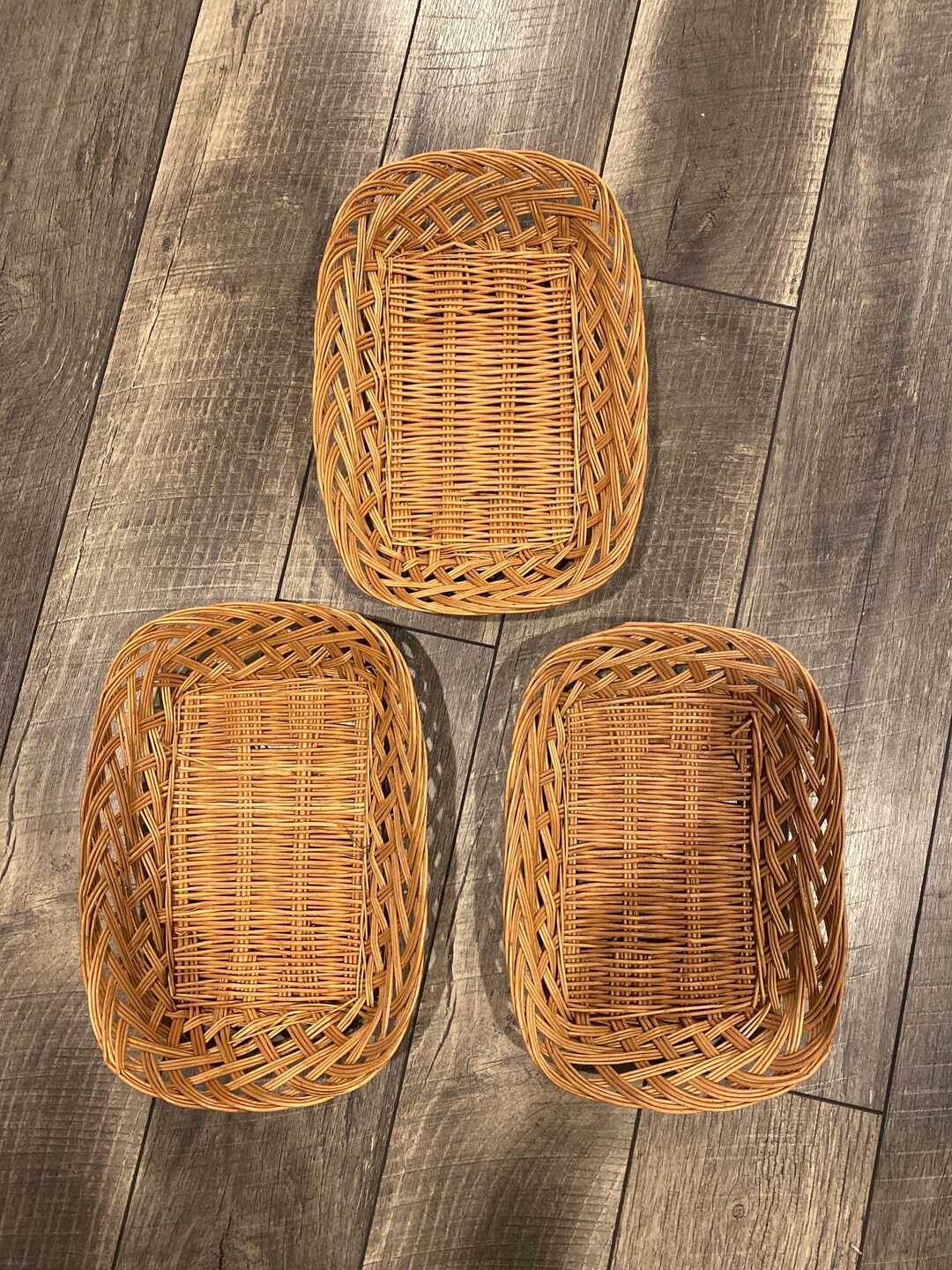 Set of 3 Gorgeous Rectangular Baskets, Rattan Wicker Baskets, Wall ...