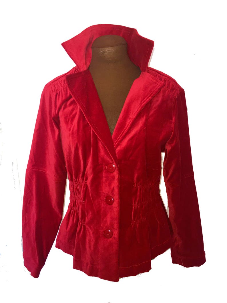 Lucious Red Velvet Coat Blazer Jacket with Vampire Collar | Etsy