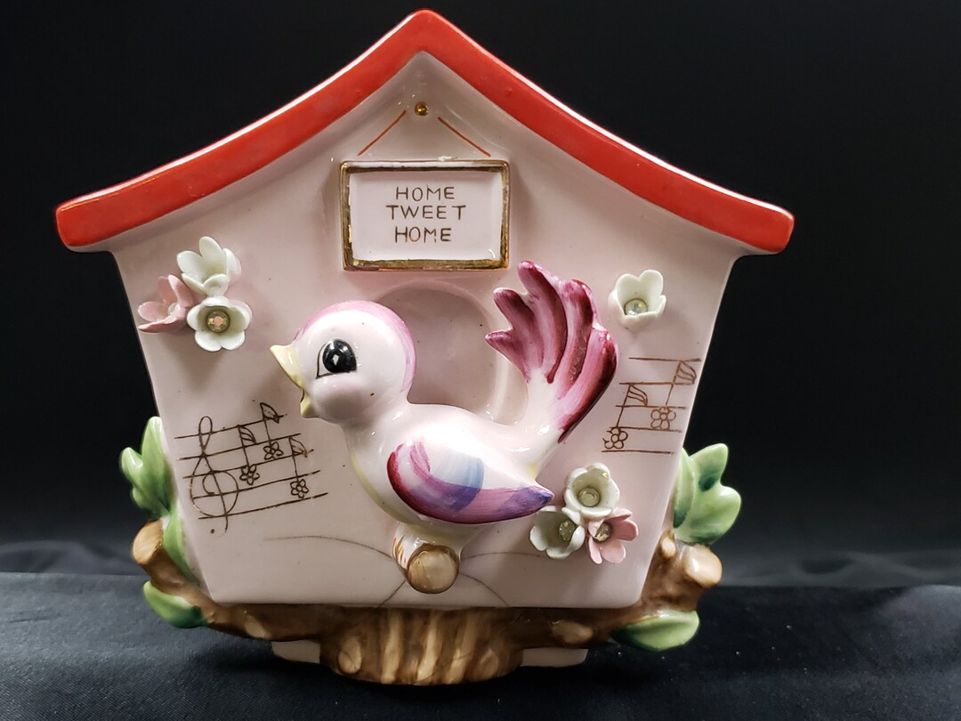 RARE CUTE Lefton Sweet Pink Bird With Bejeweled Applied Flowers ...