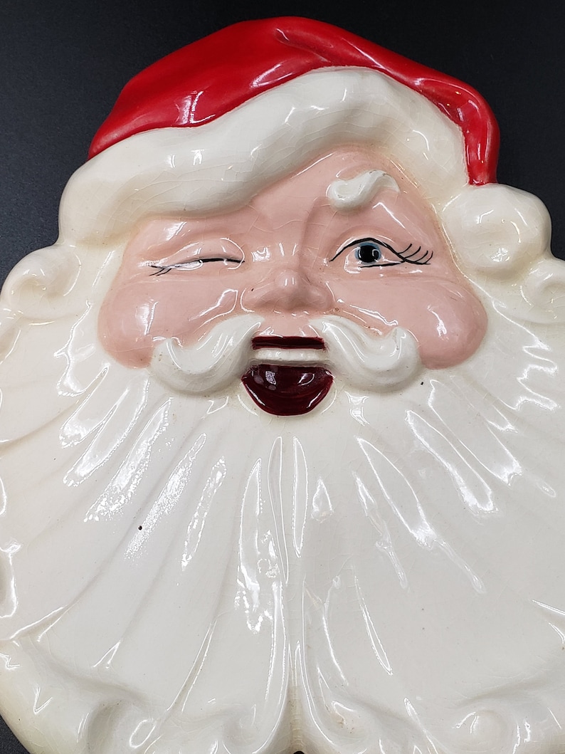 Vintage Ceramic Winking Santa Wall Hanging or Plate Tray Dish - Etsy