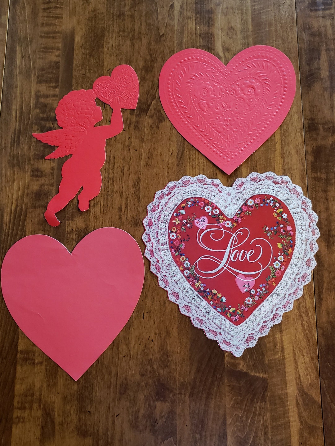 Retro Embossed Cupid With Decorated and Embossed Hearts for Valentine's ...