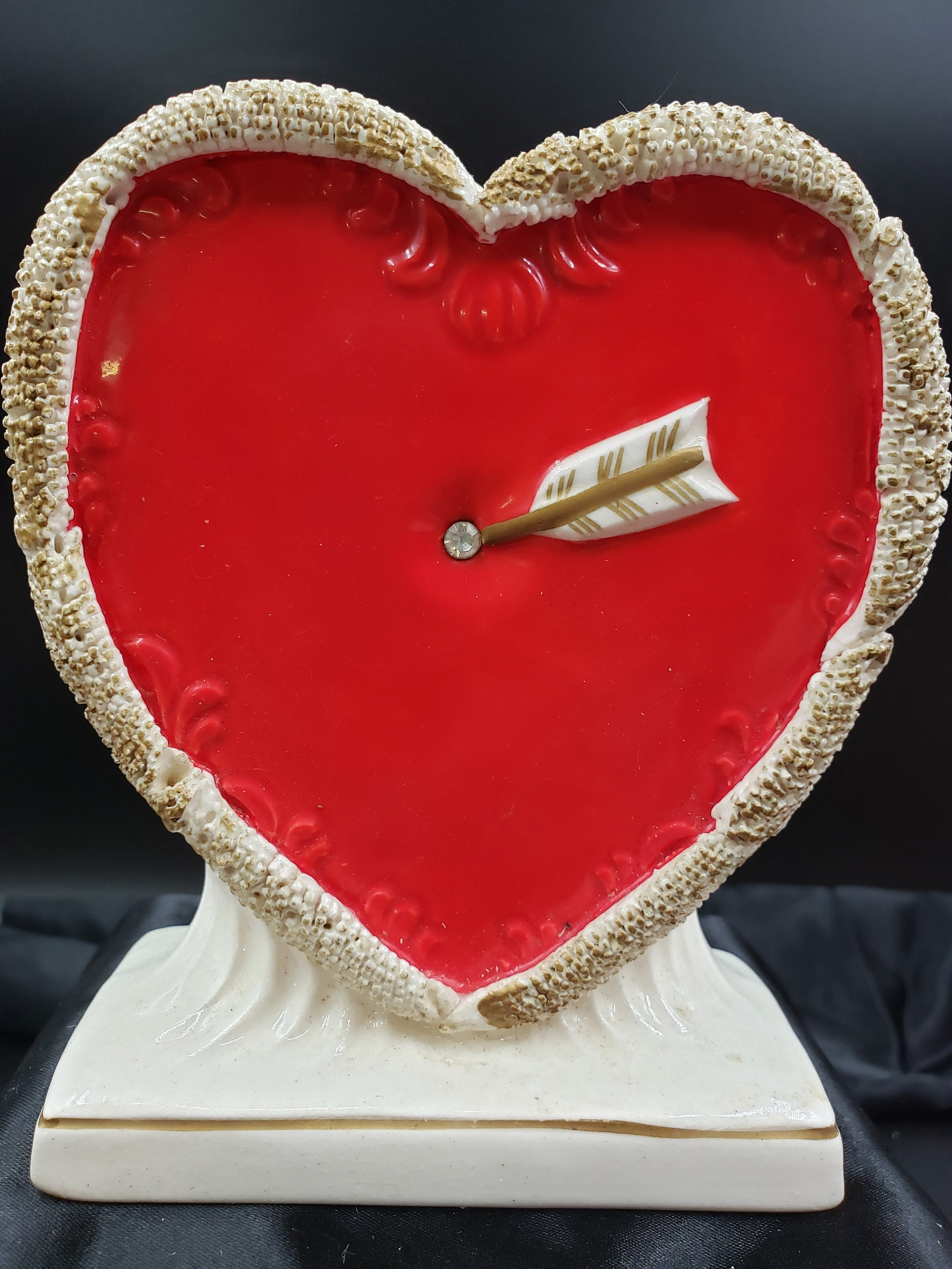 A Fine Quality Red Heart Shaped Vase With Cupid's Arrow and Spaghetti ...