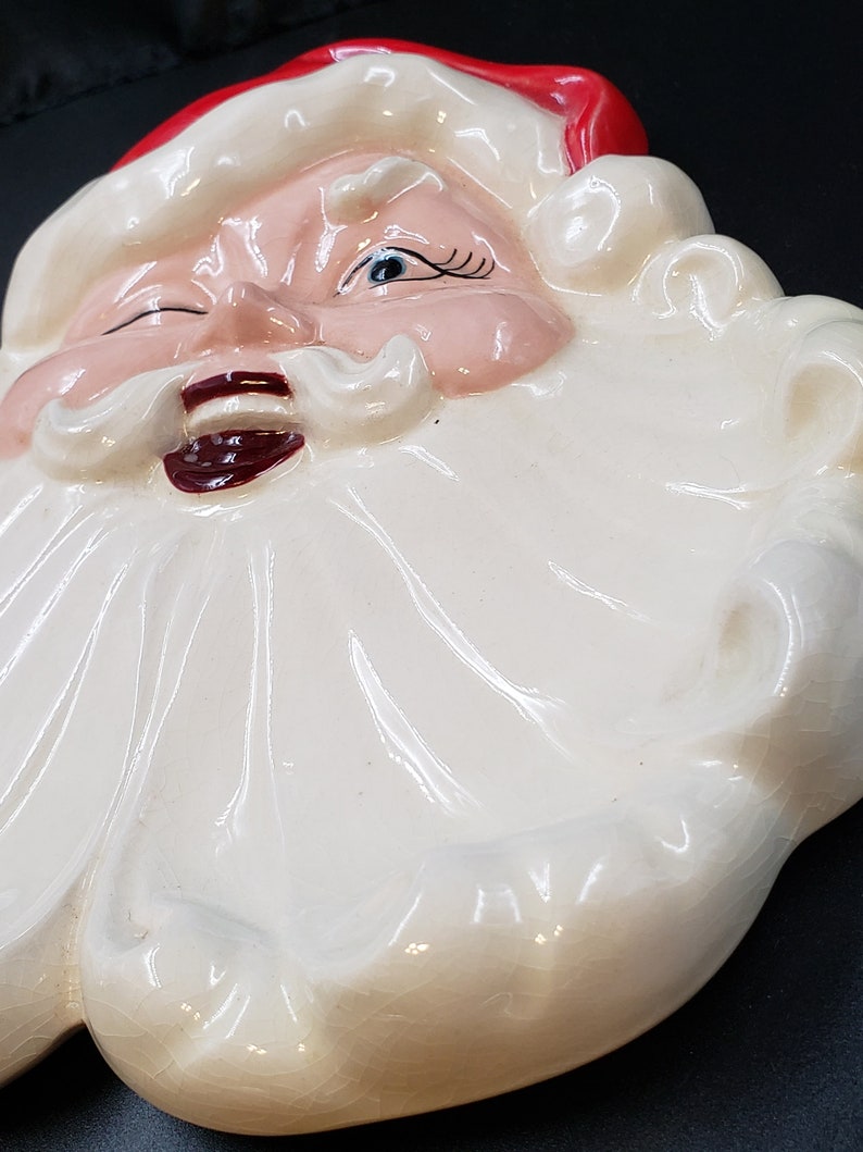 Vintage Ceramic Winking Santa Wall Hanging or Plate Tray Dish - Etsy