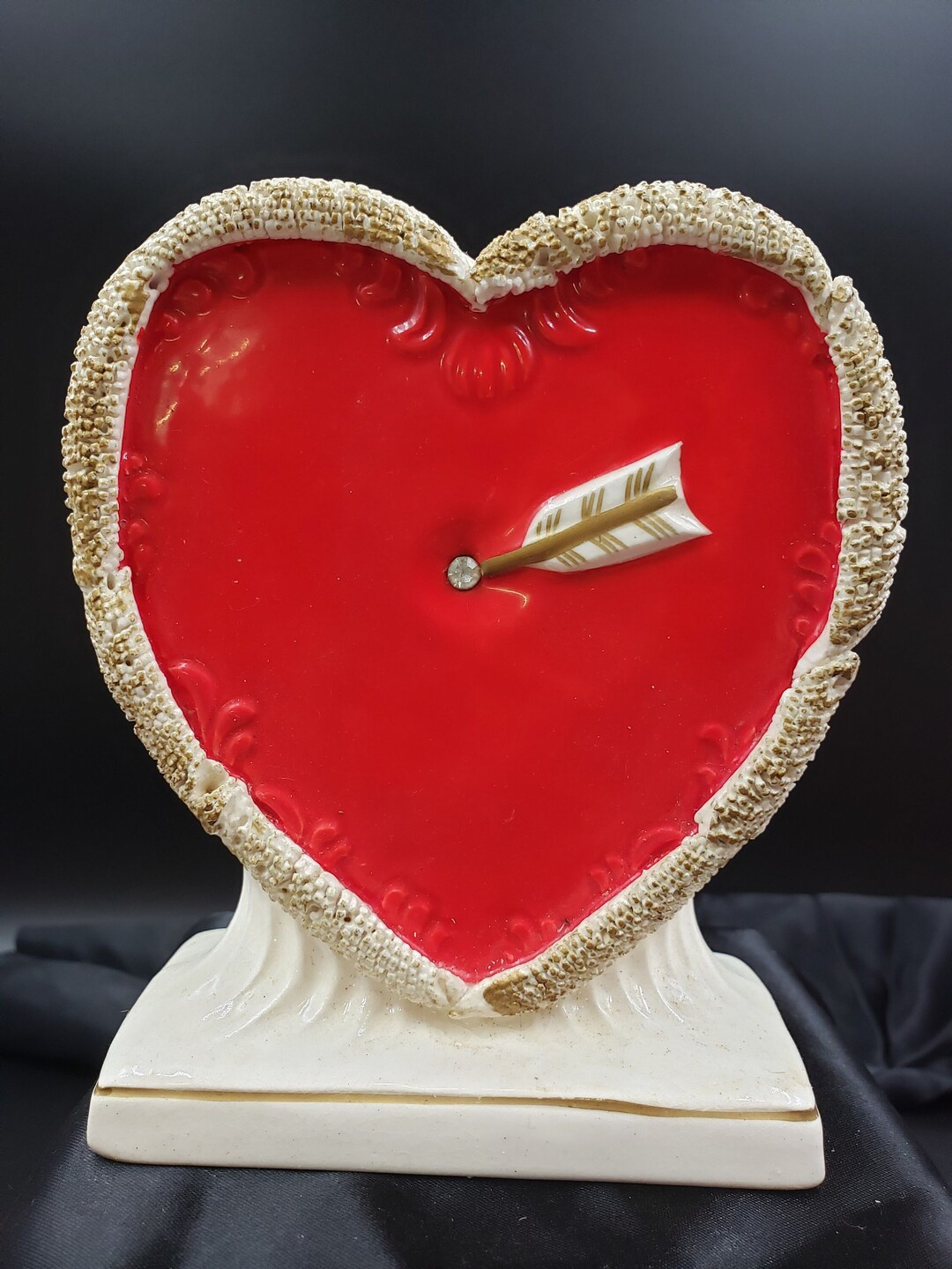 A Fine Quality Red Heart Shaped Vase With Cupid's Arrow and Spaghetti ...