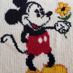 Large Vintage Mickey and Minnie Mouse Wool Hooked Rug for Mickey Minnie ...