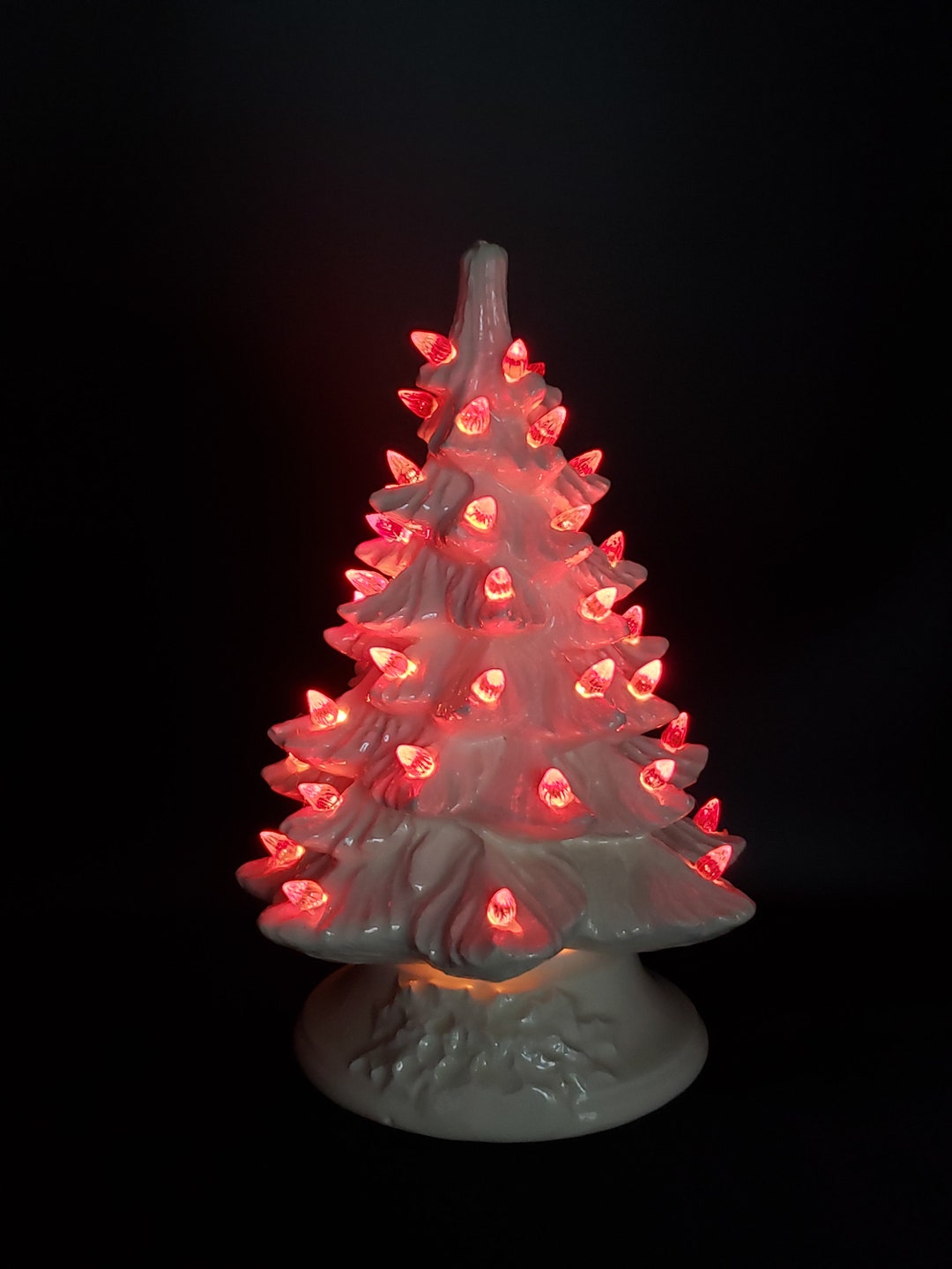White Ceramic Christmas Tree With Pink Lights for Traditional Classic ...