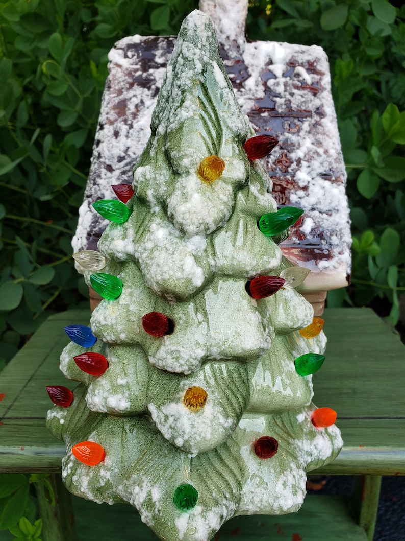 Trim'n Glo Lighted Ceramic Mountain Tree House by Marcia Ceramics North ...