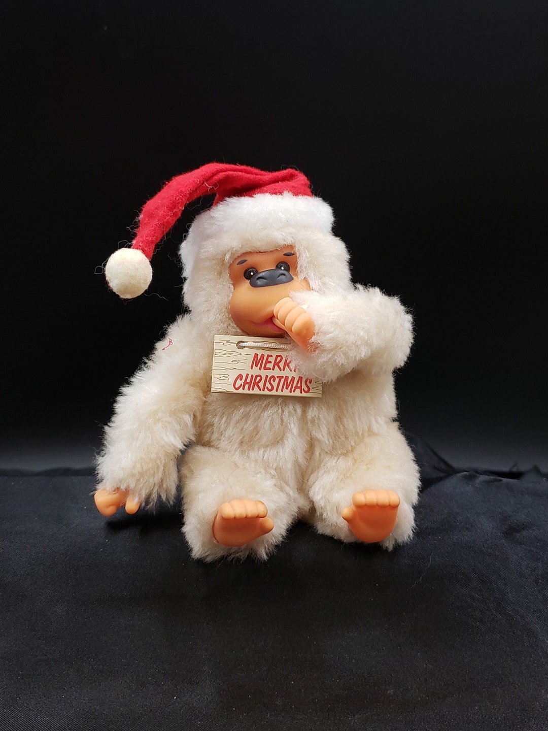 Baby Gonga Merry Christmas Monkey Thumb Sucking Toy 1980s Russ Berrie ...