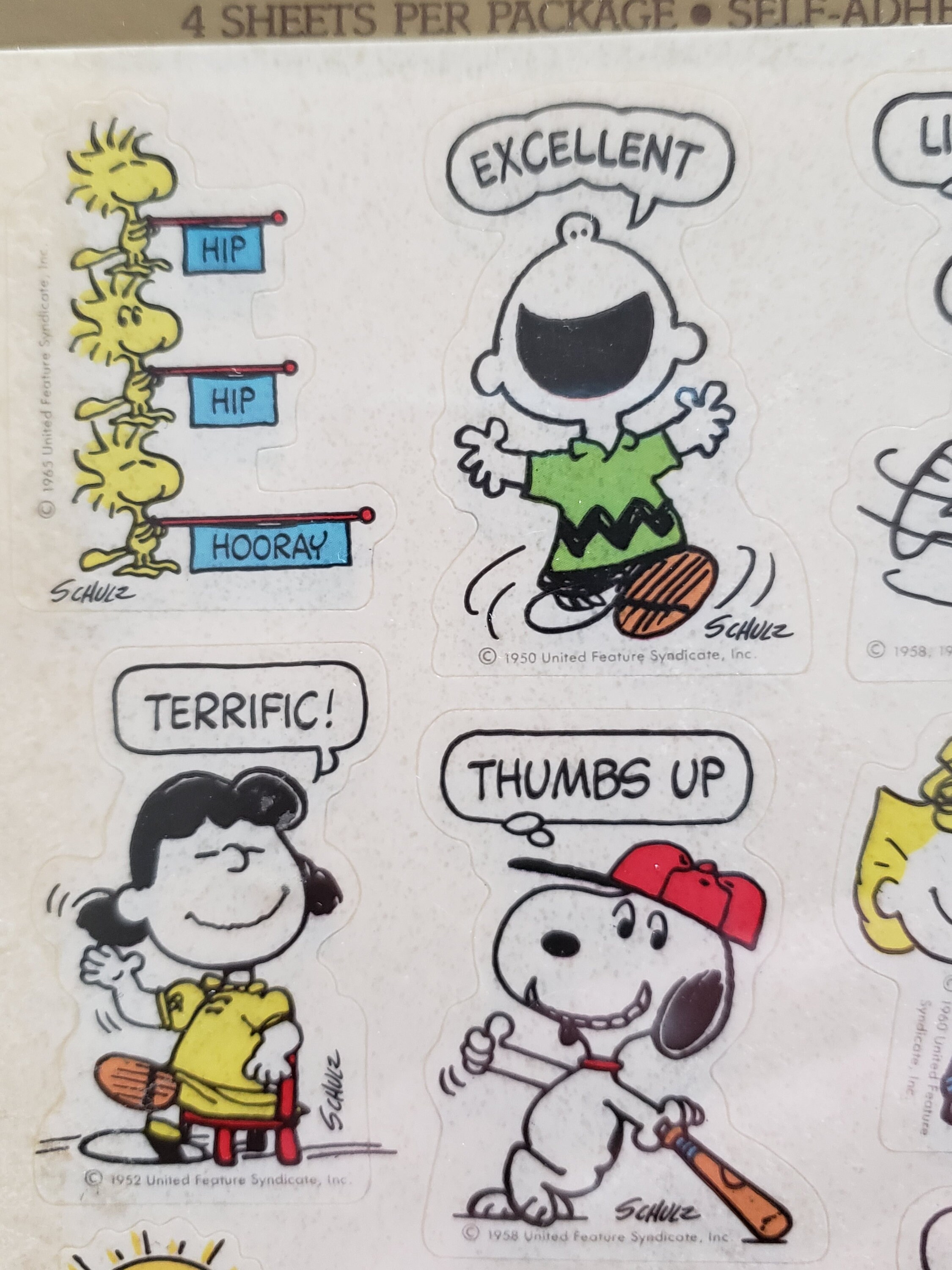 Snoopy Peanuts Stickers 4 Sheets New in Unopened Package by Hallmark ...