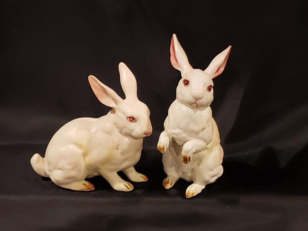 Vintage Retro Lefton White Bunny Rabbit Figurine Set of 2 - Etsy