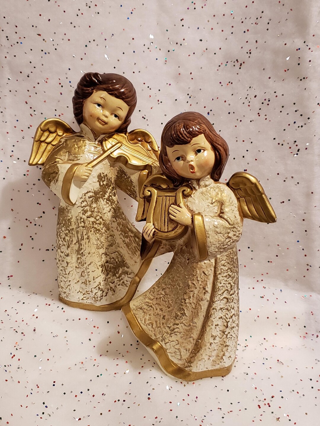 Vintage Dickson Band Angel Figurine Set Playing the Violin and Harp - Etsy