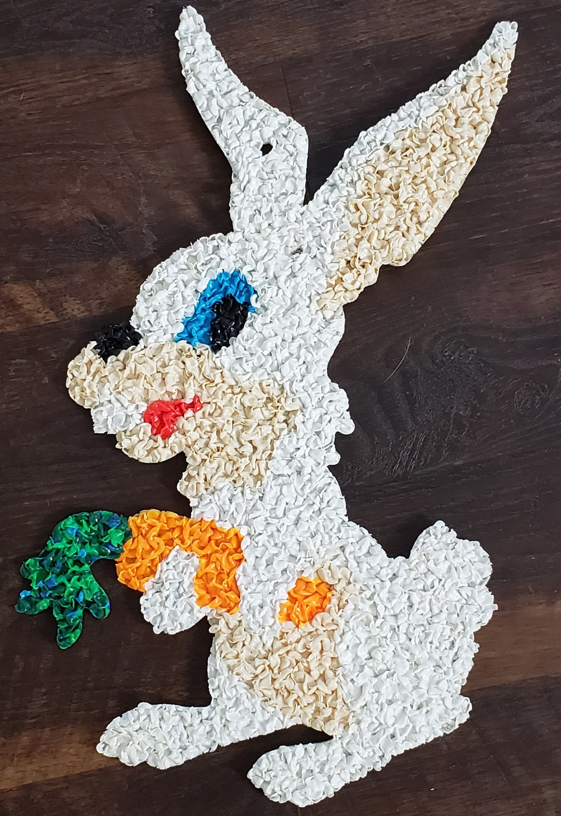 Retro 1970s Popcorn White Bunny Rabbit With Carrot for Easter Spring ...