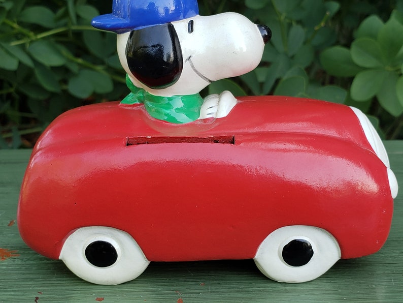 RARE Snoopy Race Car Racer Bank Gift for Race Car Driver Enthusiast ...