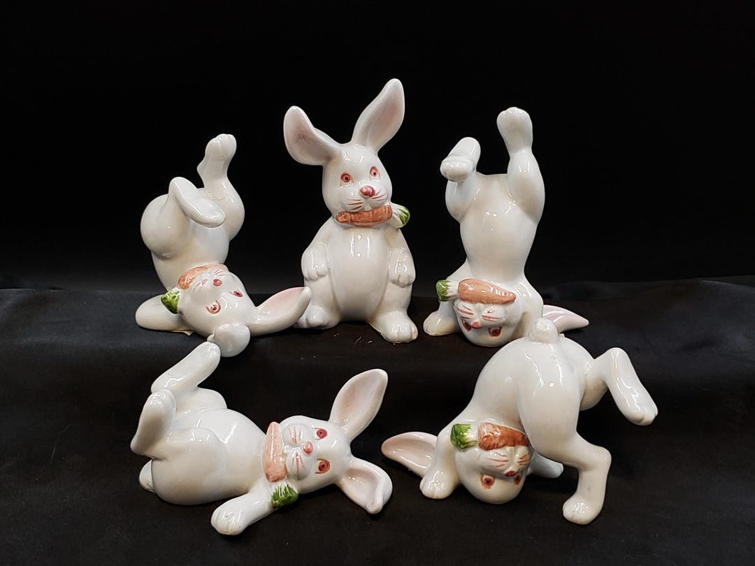 Vintage Retro Fitz and Floyd Tumbling Bunnies Easter Bunnies Set of 5 ...