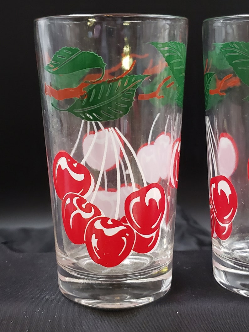 Retro Vintage Tall Cherry Juice Glasses Set of 2 Swanky Swig Juice ...