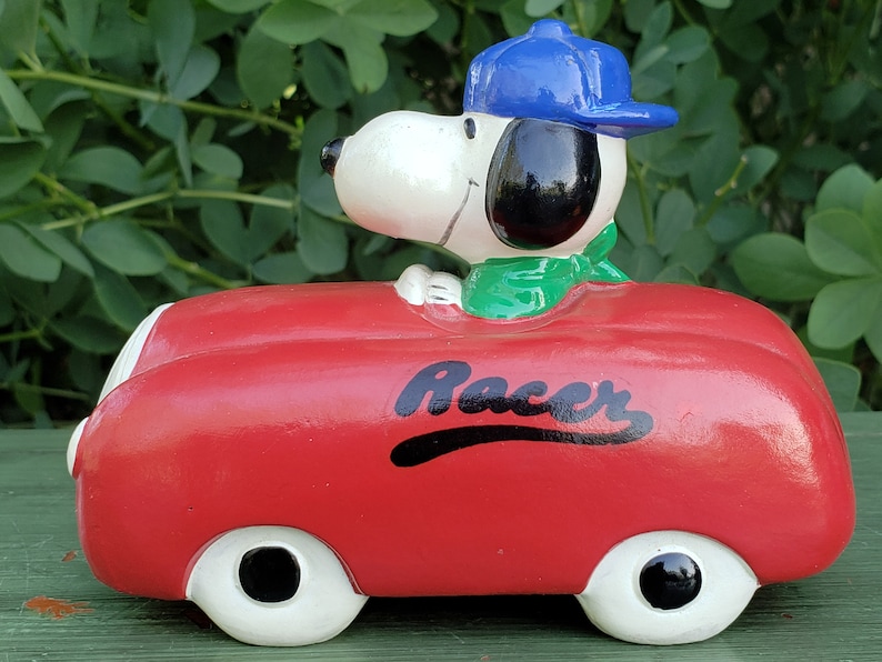 RARE Snoopy Race Car Racer Bank Gift for Race Car Driver - Etsy