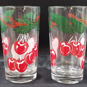 Retro Vintage Tall Cherry Juice Glasses Set of 2 Swanky Swig Juice ...