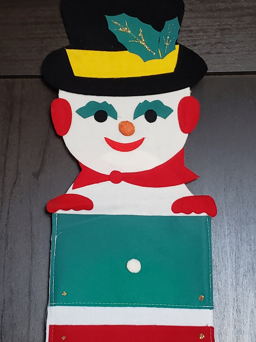 Vintage Felt Frosty the Snowman Holiday Card Holder Wall Hanging for ...