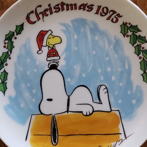 Peanuts 1975 Christmas Plate Gift for Snoopy Woodstock Christmas Plate ...