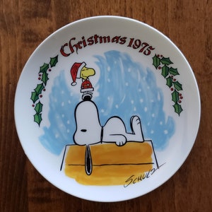 Peanuts 1975 Christmas Plate Gift for Snoopy Woodstock Christmas Plate ...